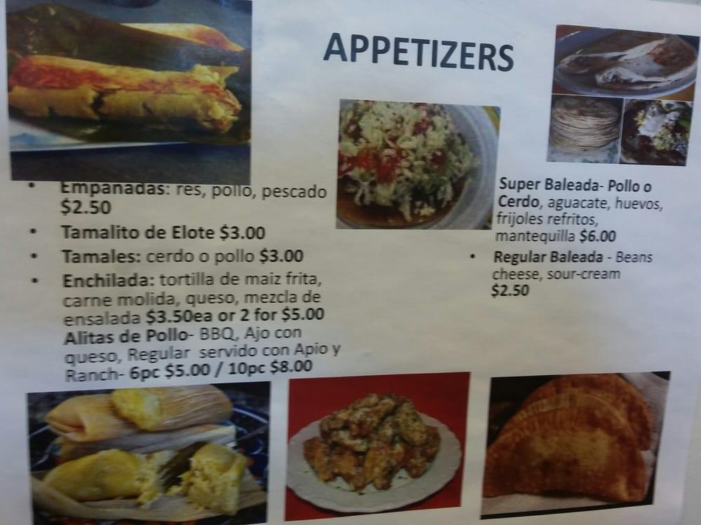 Menu at Honduras Restaurant Avilas Tipico, Tampa