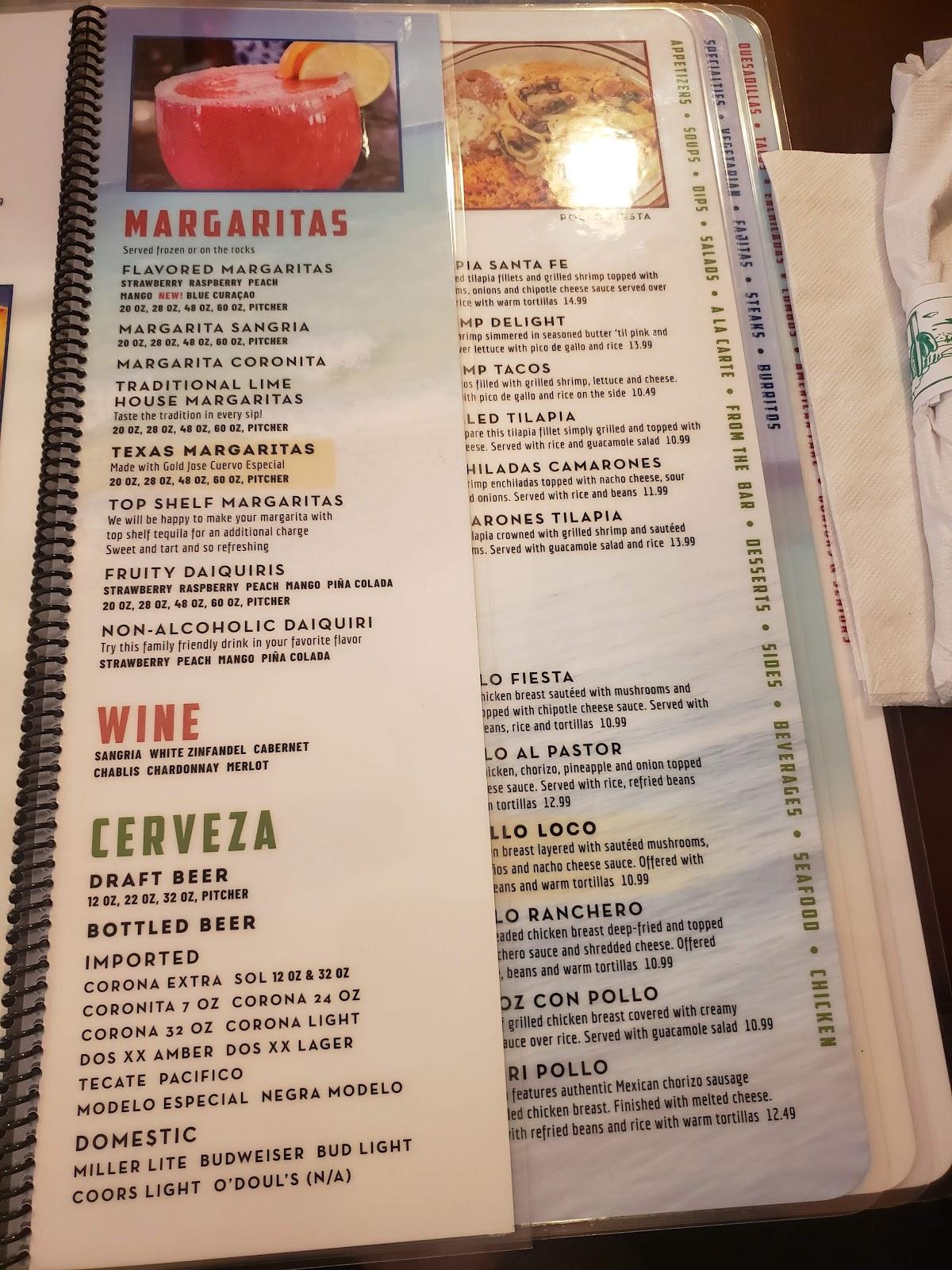 Menu at Los Primos Mexican restaurant, Hidden Valley