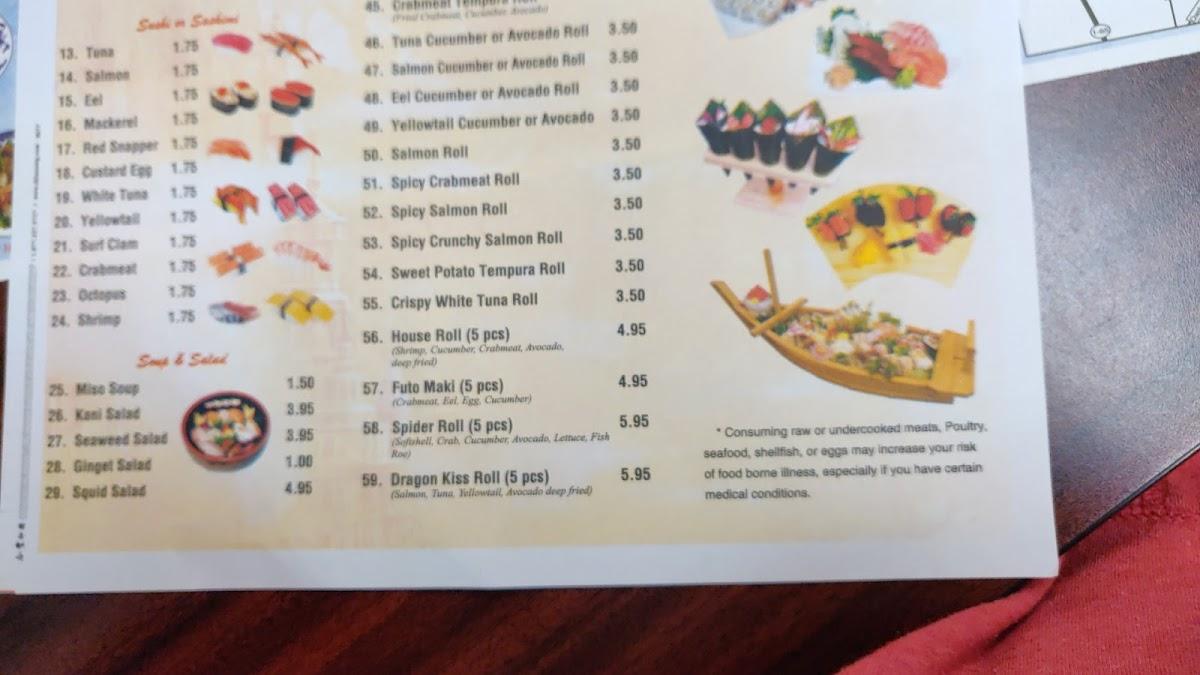 Menu at Peking restaurant, Cullman