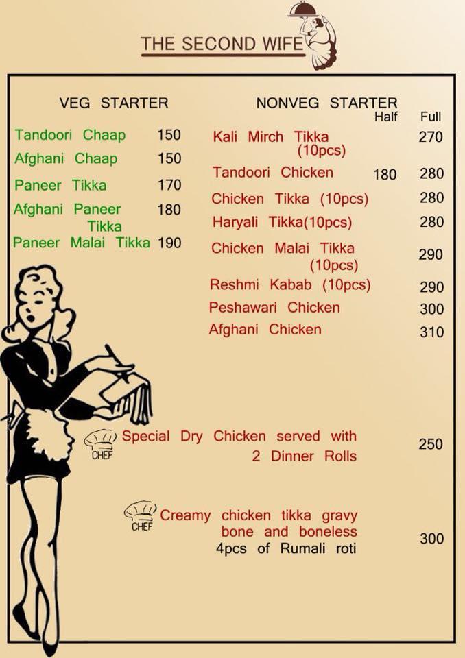 Menu at The Second Wife Restaurant, Noida, Shop no 15
