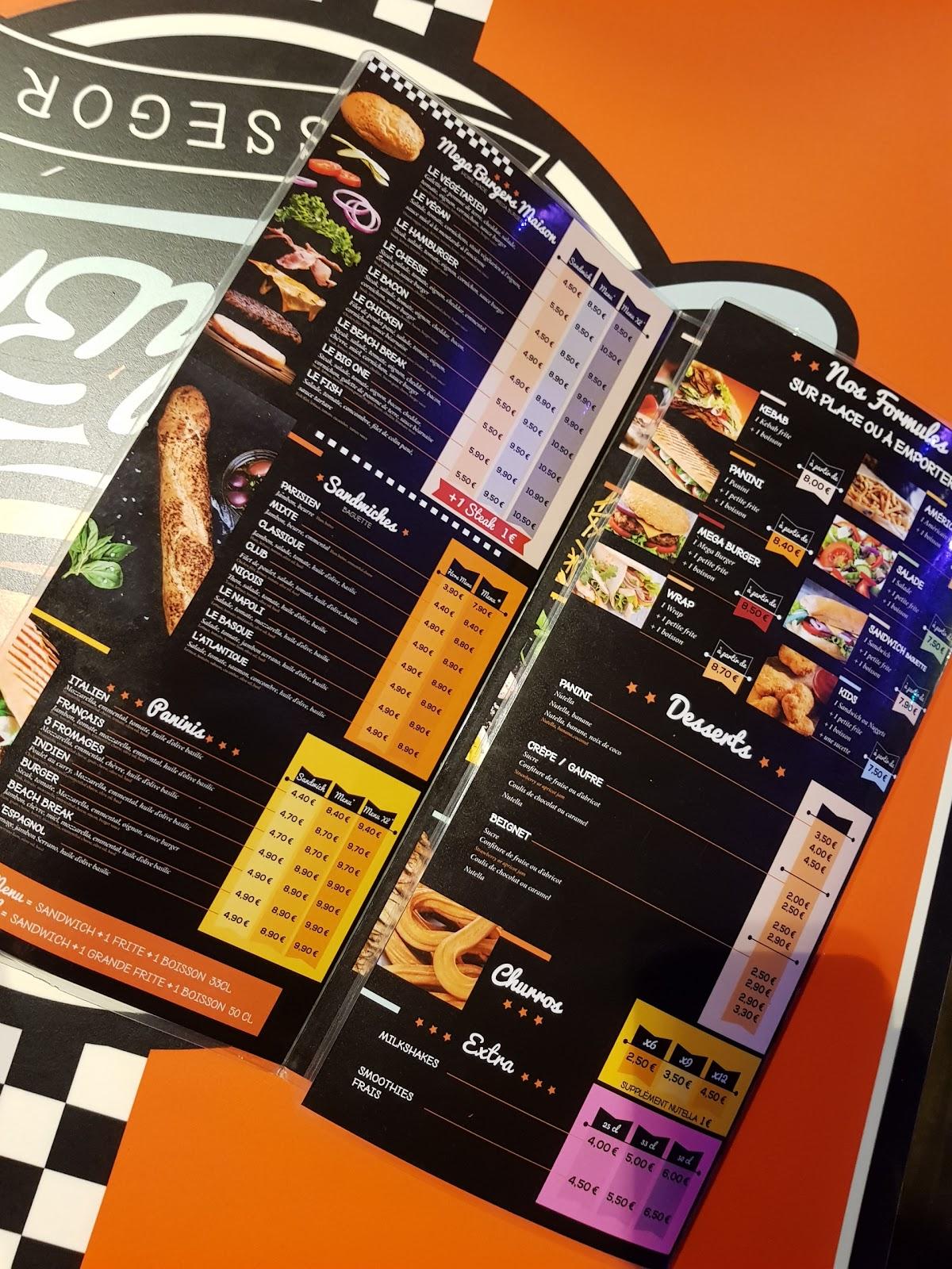 Carta del restaurante Beach Break, Soorts-Hossegor, 47 Rue des Landais