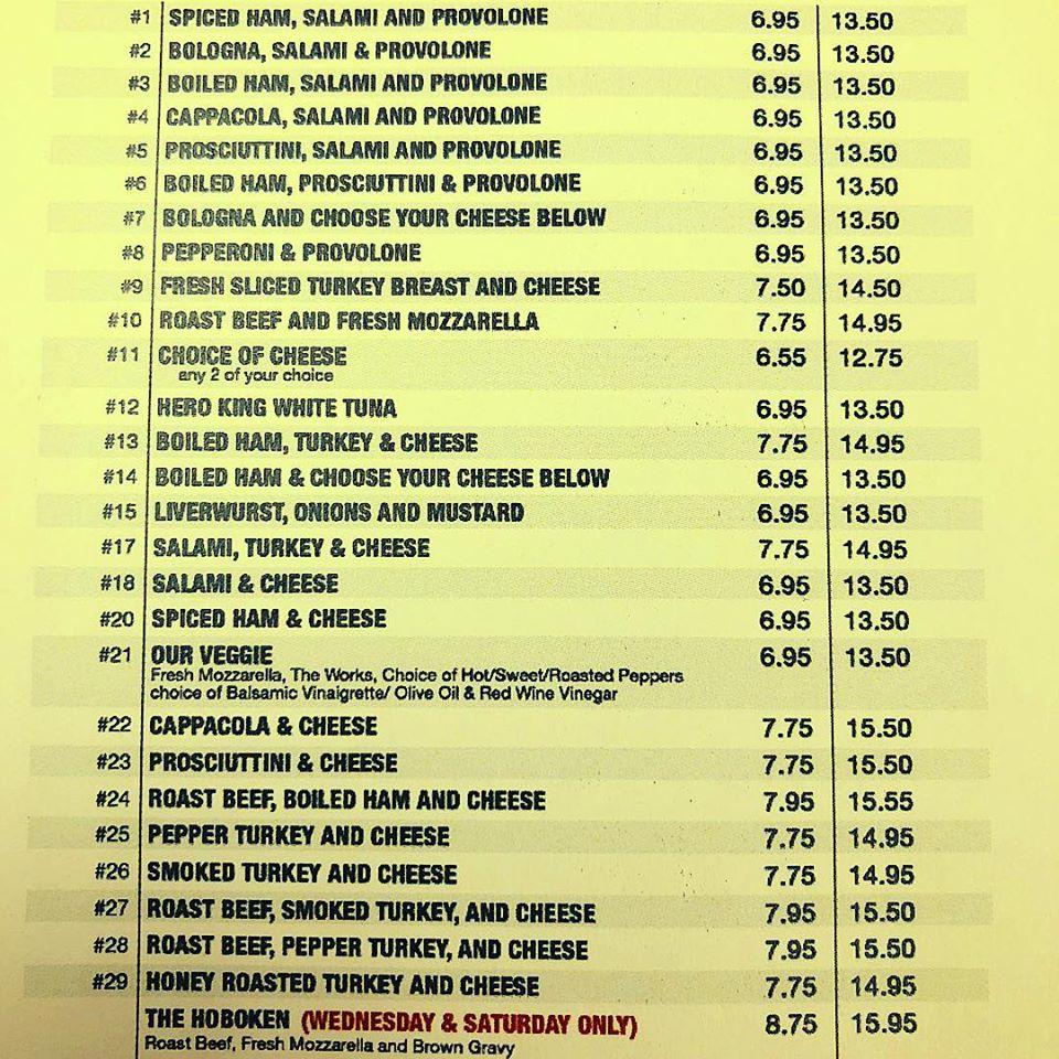 Menu at Hero King Express, Belleville