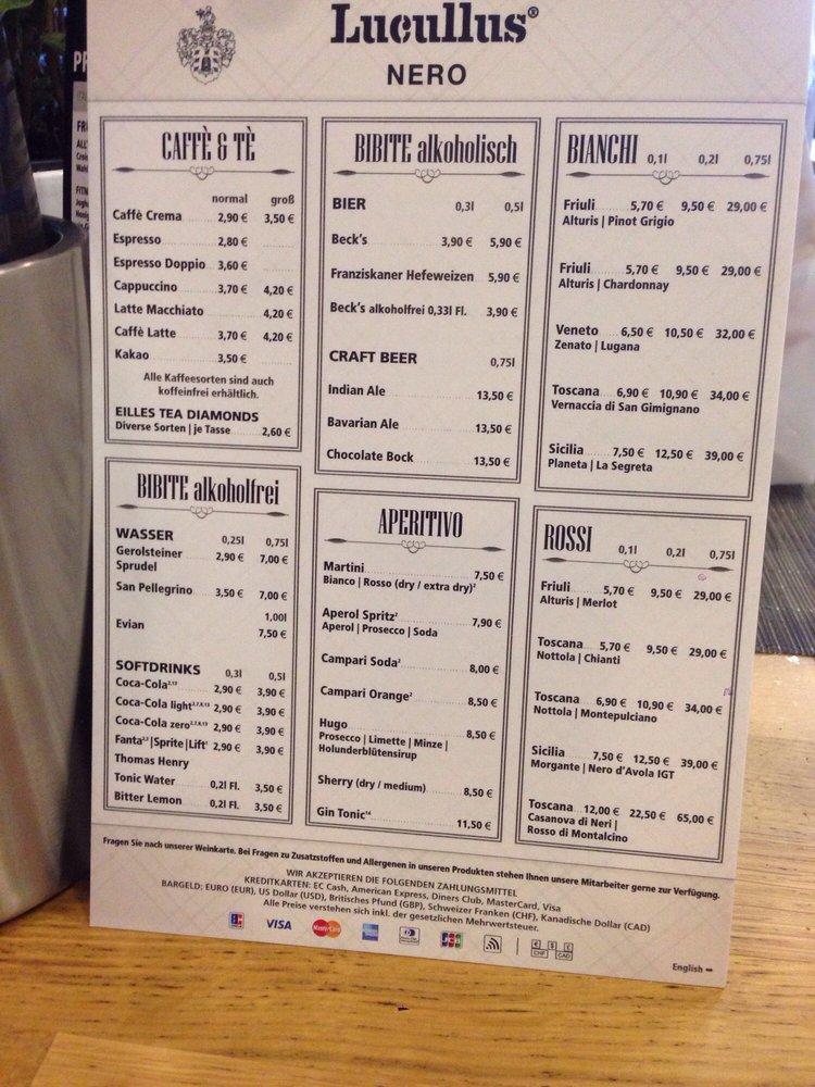 Menu at Lucullus Nero restaurant, Frankfurt, Bereich Z
