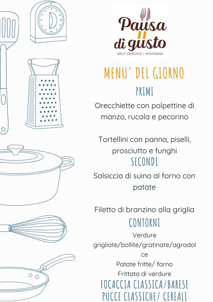 Menu at Pausa di Gusto restaurant, Zona Artigianale E P.i.p.