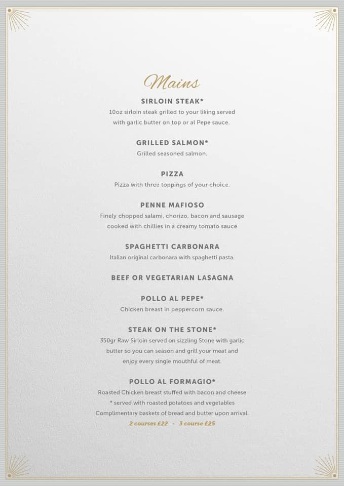 Menu at Pizzeria Vesuvio, Swansea