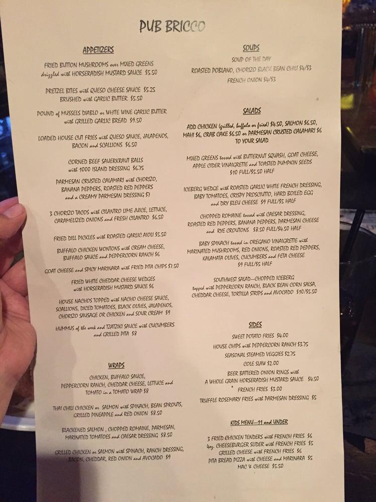 Menu at Pub Bricco, Akron, Merriman Rd #1841