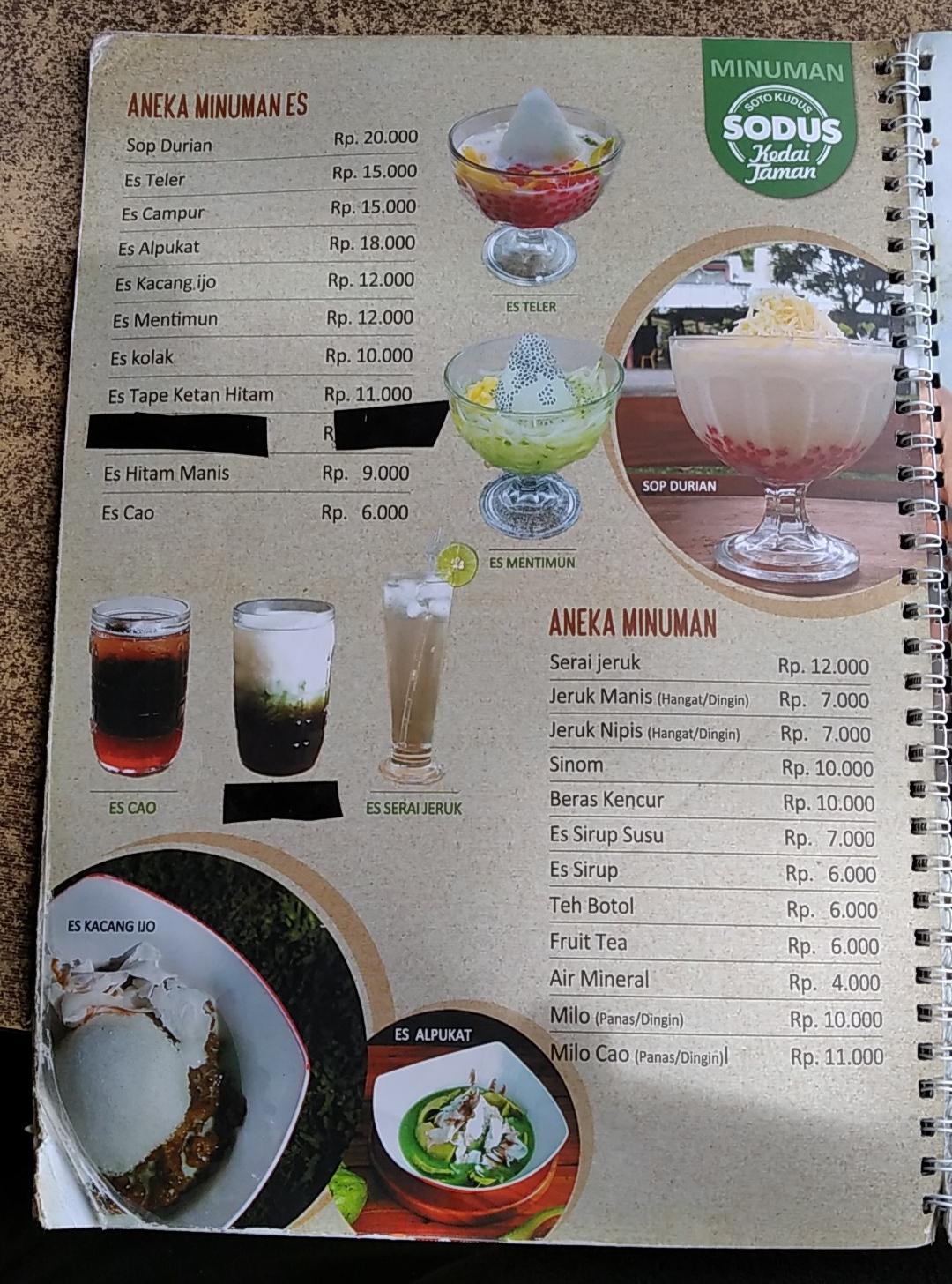 Carta del restaurante SODUS - Soto Kudus Kedai Taman, Surabaya