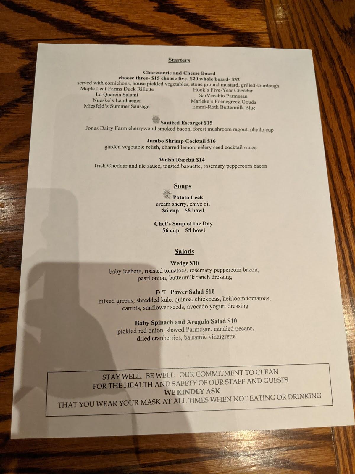 Menu at Whistling Straits Restaurant, USA, N8501 County Rd LS