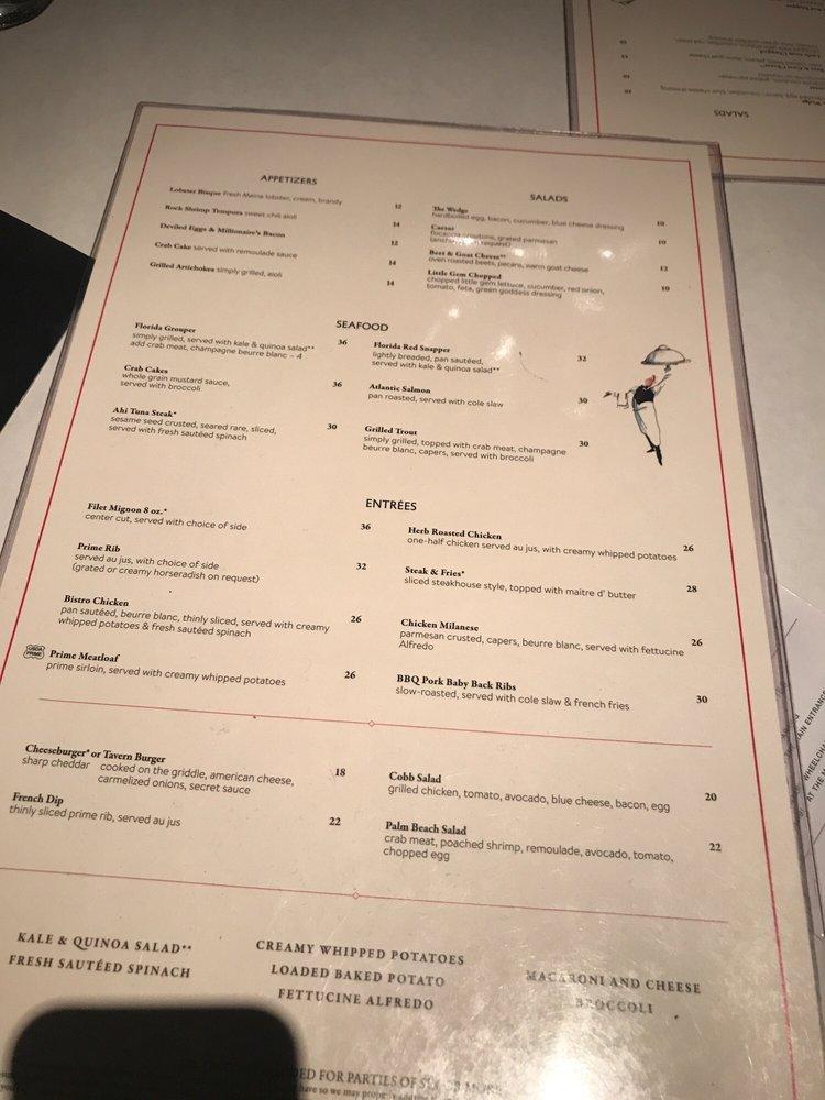 Menu at BrickTop's restaurant, Naples, Tamiami Trail N