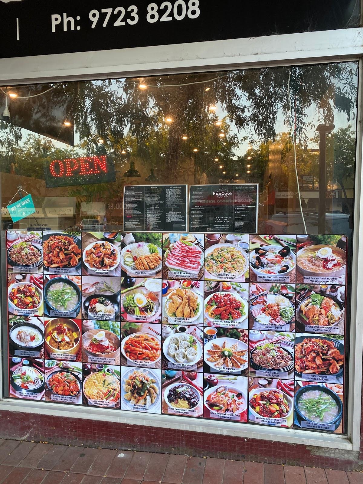 Menu at Hancook Yori restaurant, Croydon