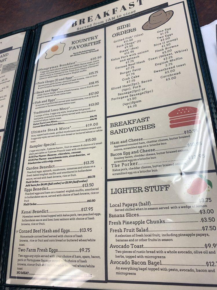 Menu at Kountry Style Kitchen Restaurant Ewa Beach, Ewa Beach