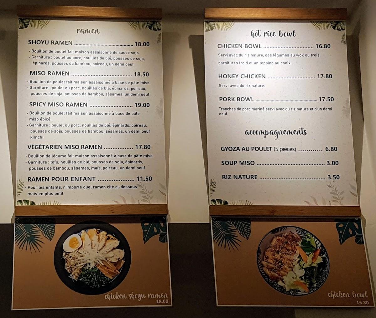 Menu at Maki Poké, Geneva