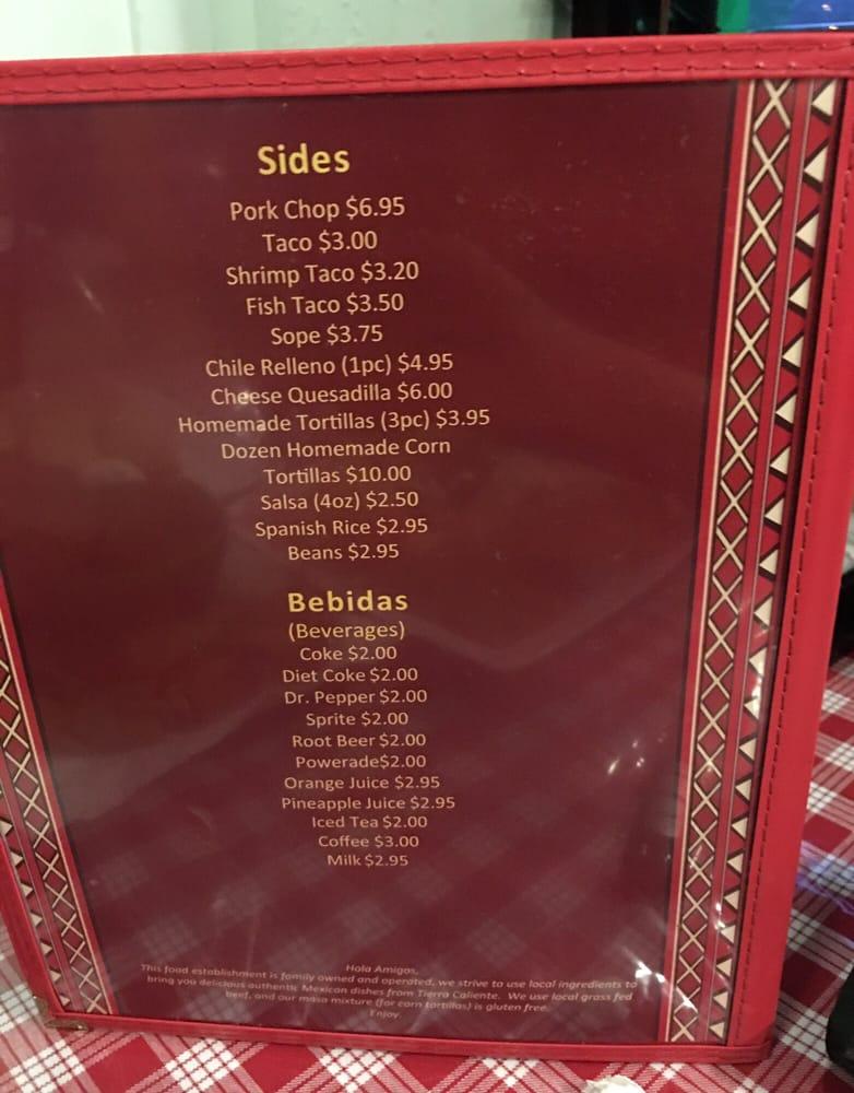 Menu at Manny's Kitchen restaurant, Captain Cook
