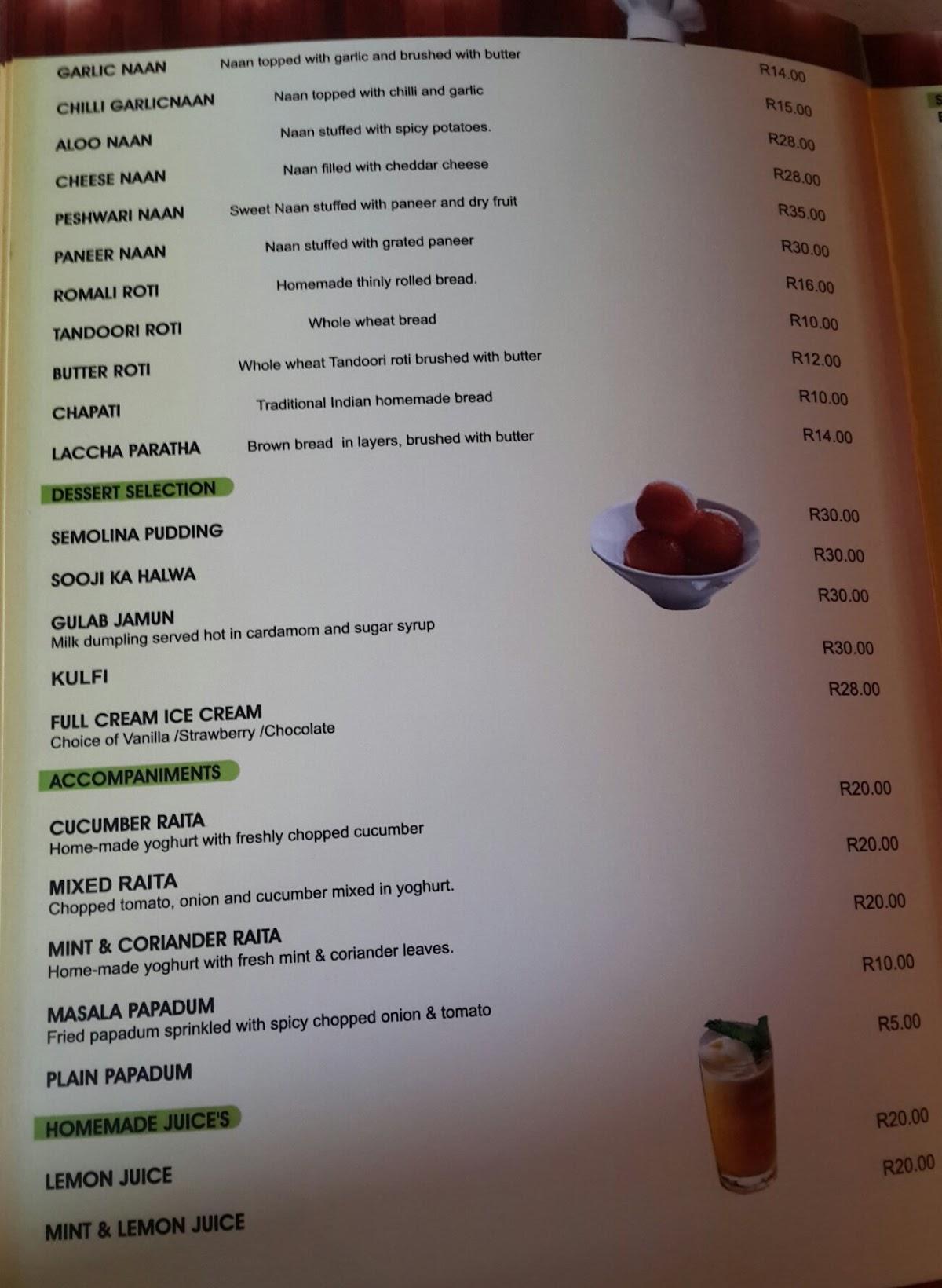 Menu at Namak Craighall Park - Authentic North Indian Cuisine ...