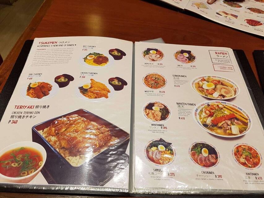 Menu at Shinjuku restaurant, Makati, Valdelcon bldg #20 Jupiter St. Bel Air