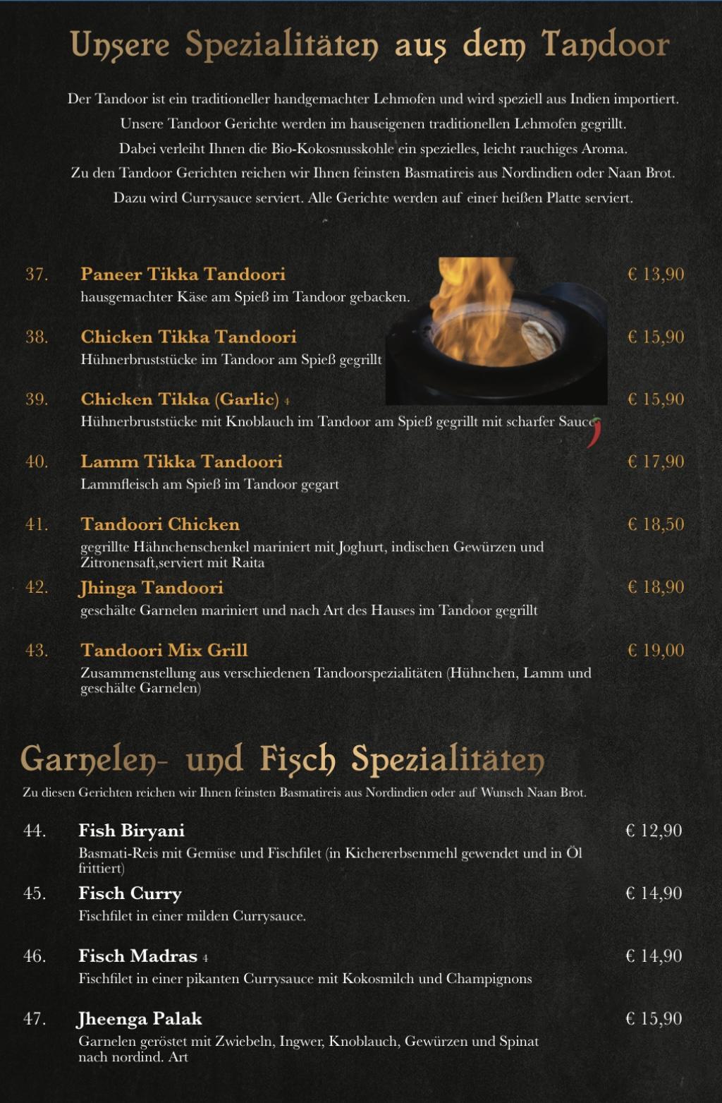 Speisekarte von Tandoori - Indische Spezialitäten restaurant, Wonfurt
