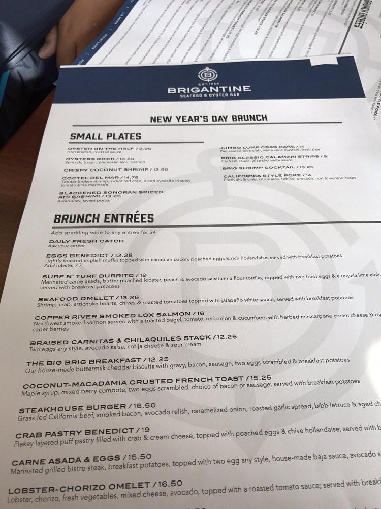 Menu at Brigantine Seafood & Oyster Bar, Del Mar, Camino Del Mar