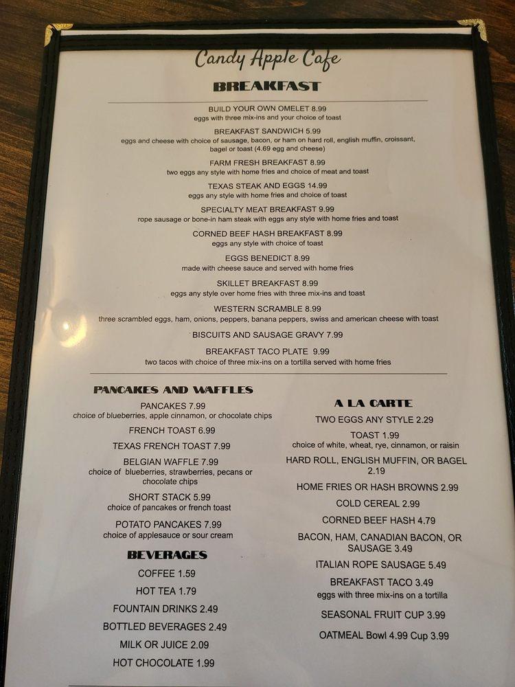 Menu at Candy Apple Cafe, Akron