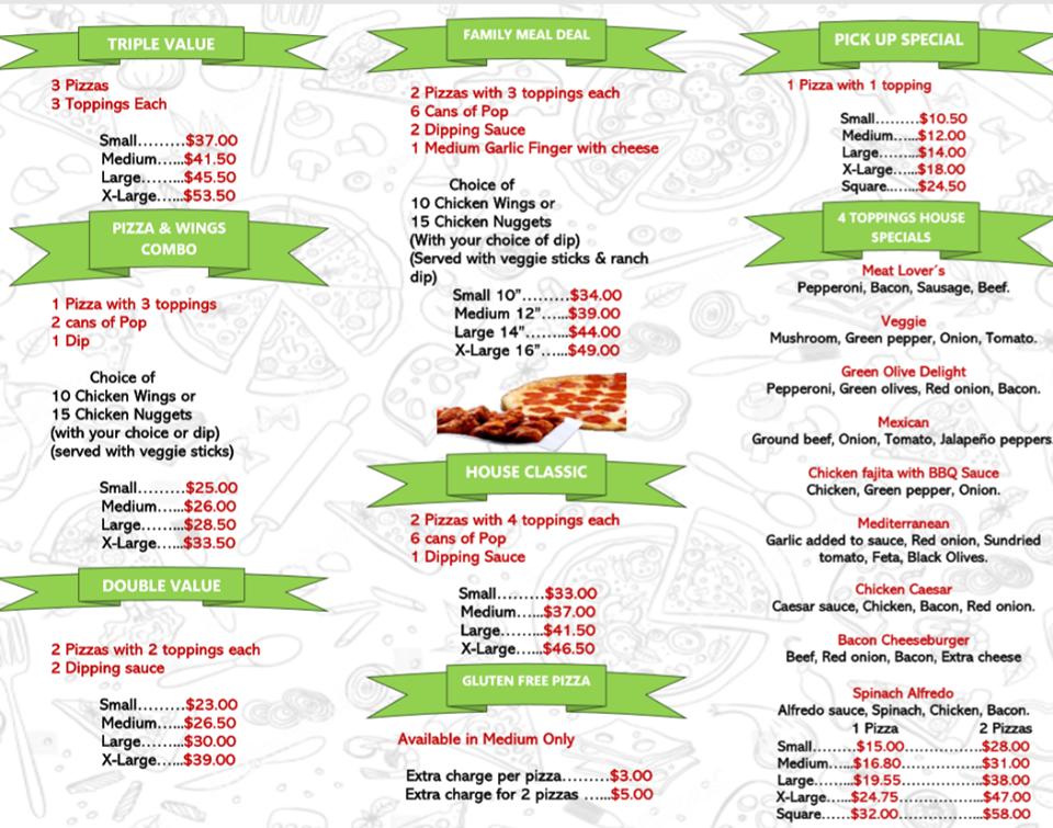Menu at Hanover Pizza House pizzeria, Hanover
