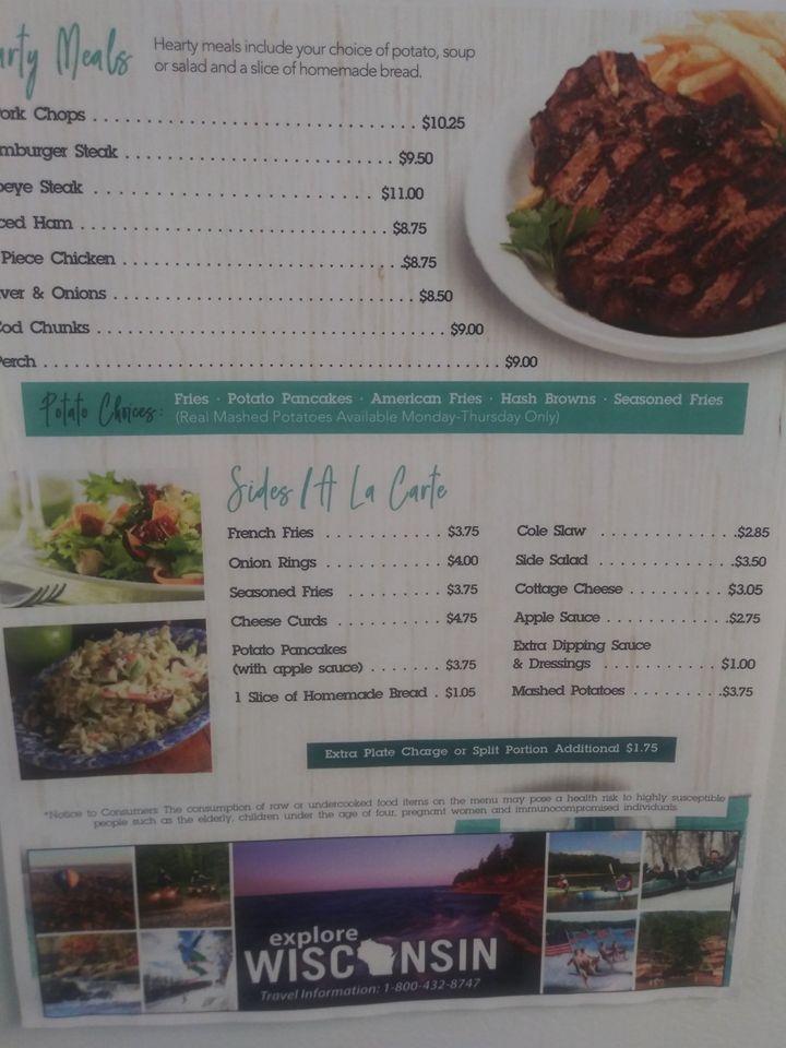 Menu at K's Outback restaurant, Orfordville