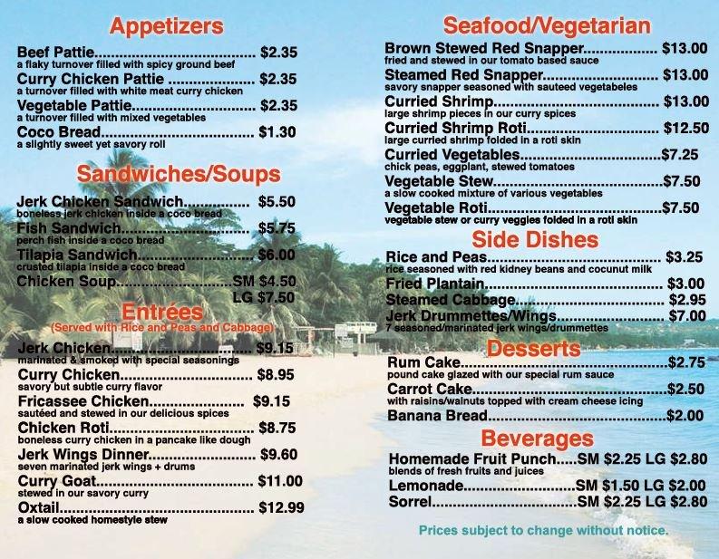 Menu at Negril - Laurel restaurant, Laurel