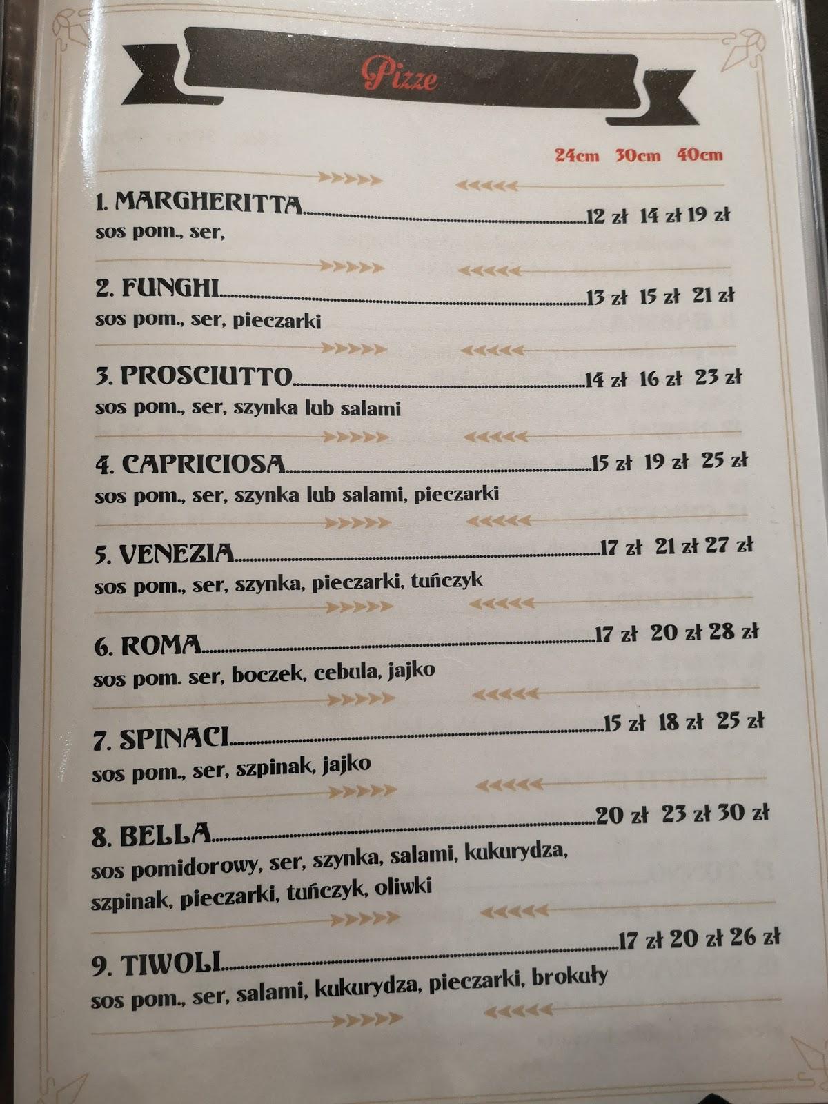 Menu at Pizzeria Nowa, Brenna, Wyzwolenia 34 c
