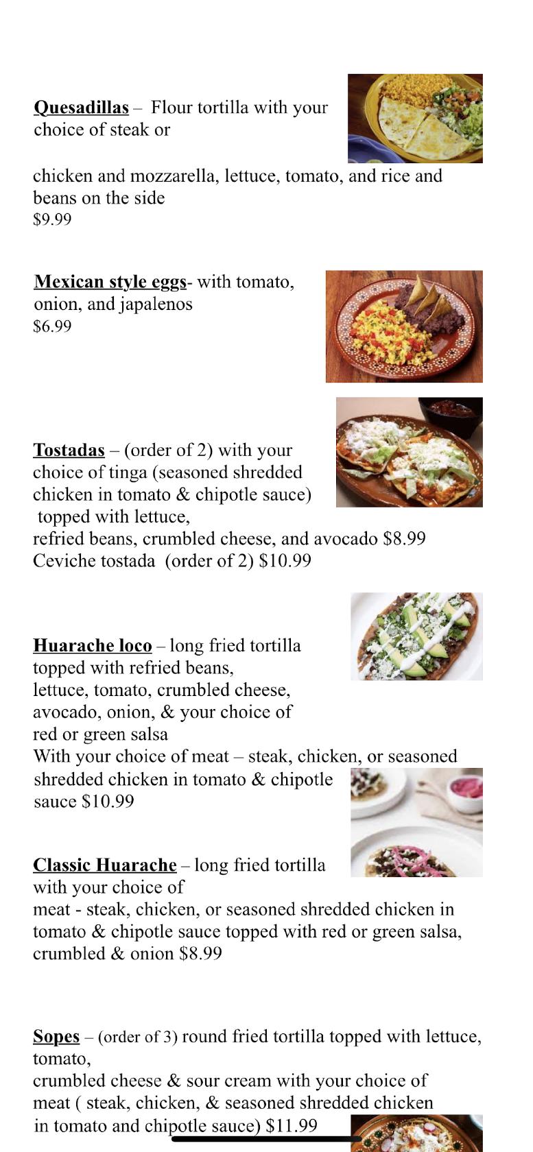 Menu at Ramos Restaurant, Akron