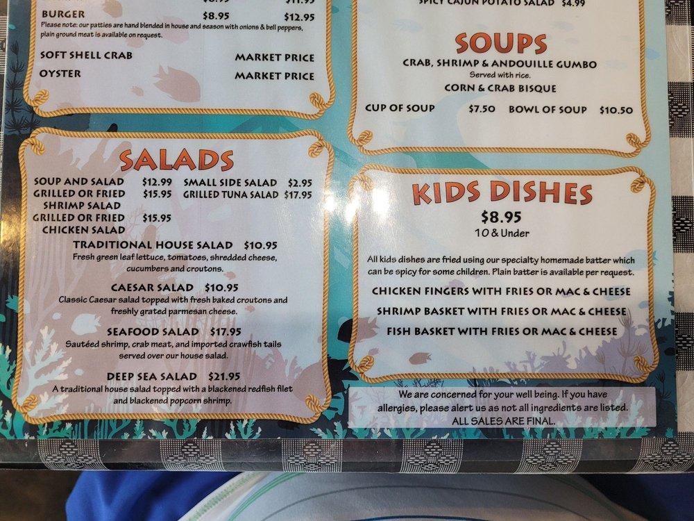 Menu at Stingray's Grill & Bar, Kenner