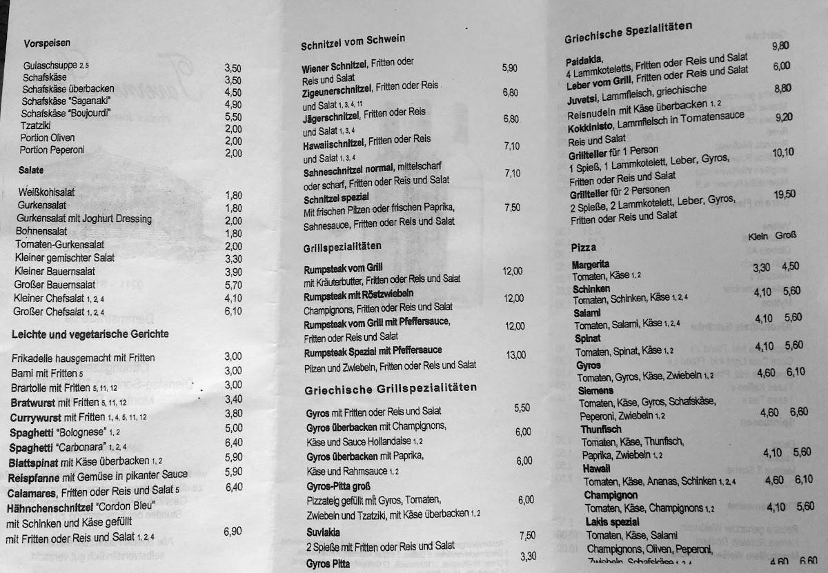 Speisekarte von Taverne Lakis restaurant, Aachen