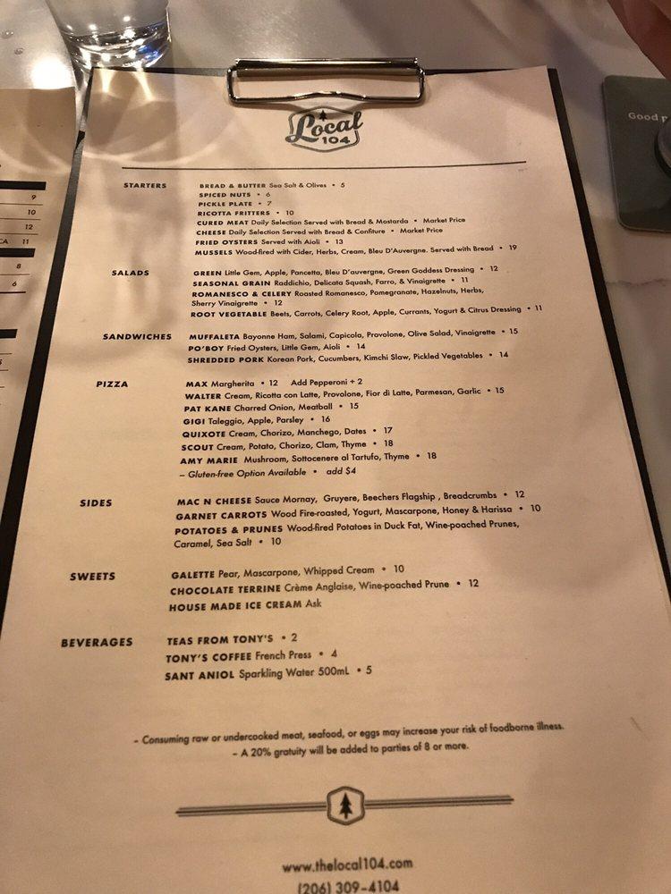 Menu at The Local 104 pub & bar, Lake Forest Park