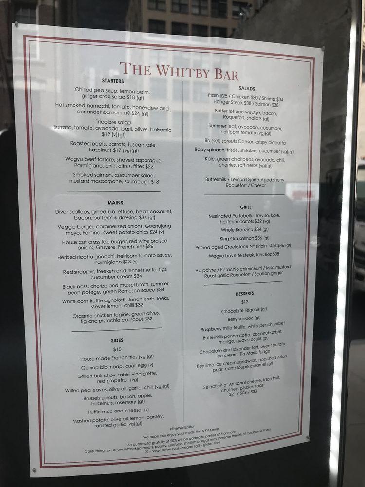 Menu at The Whitby Bar, West New York
