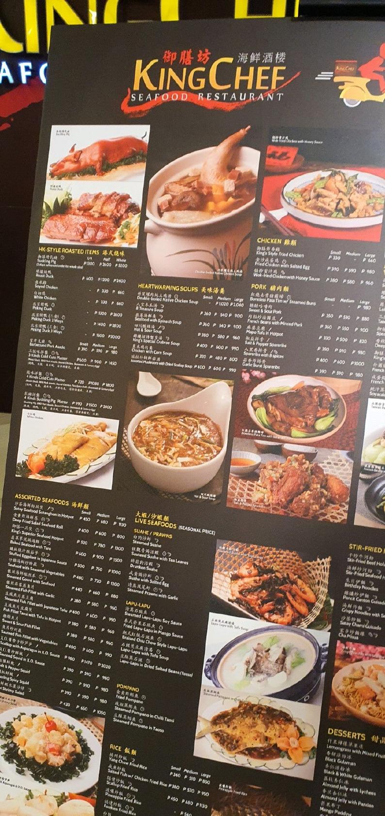 Menu at King Chef Seafood Restaurant, Manila, 2/F Lucky Chinatown Mall