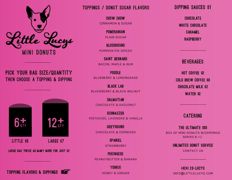 Menu at Little Lucy's fast food, Austin, 75 1/2 Rainey St