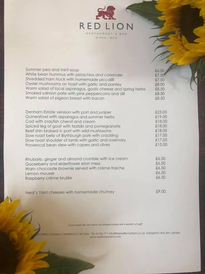 Menu at Red Lion Soham pub & bar, Soham, 17 High St