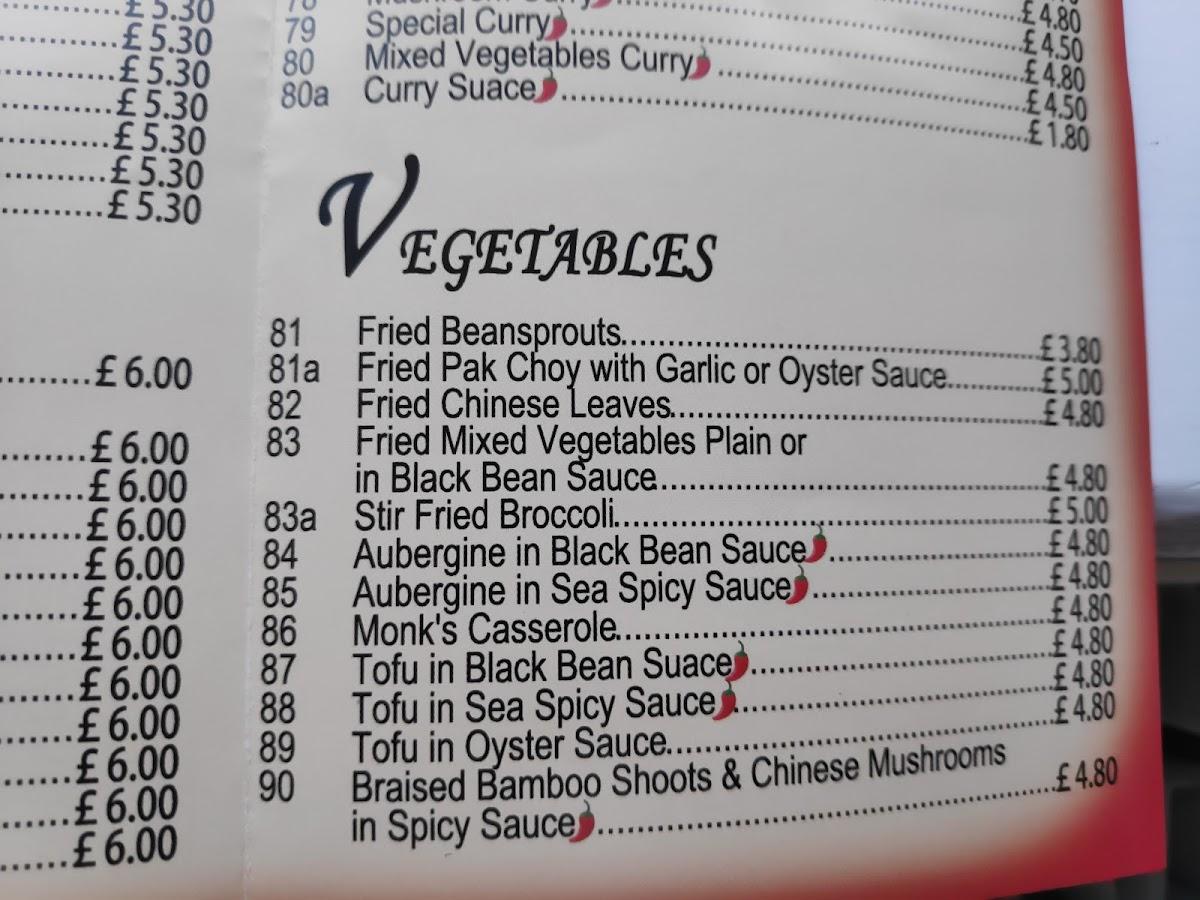 Menu at The Dragon Inn fast food, London, 179 S Ealing Rd
