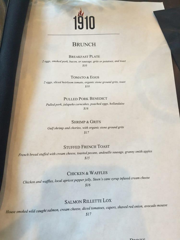 Menu at 1910 restaurant, Lake Charles