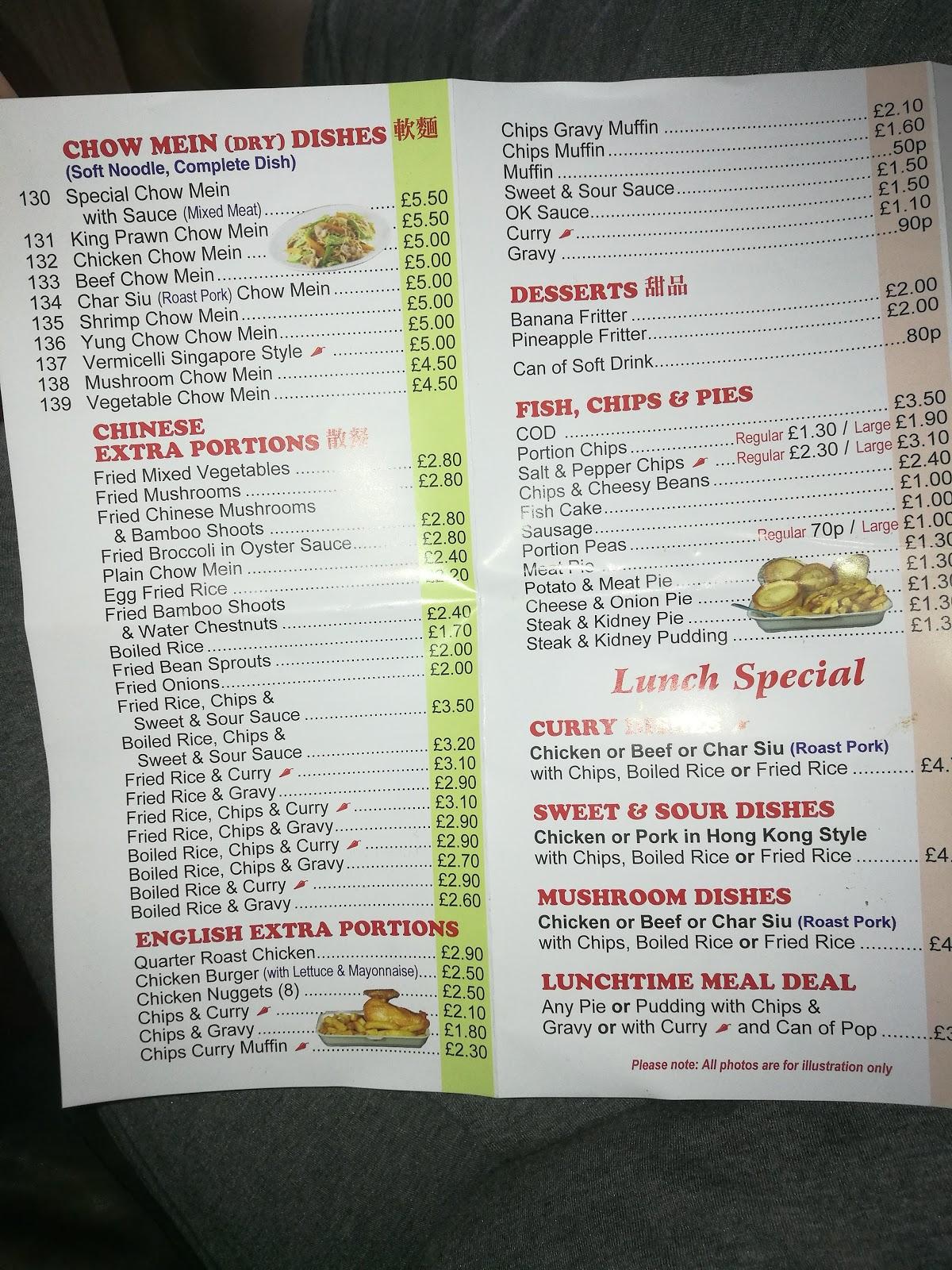 Menu at H & C fast food, Hyde