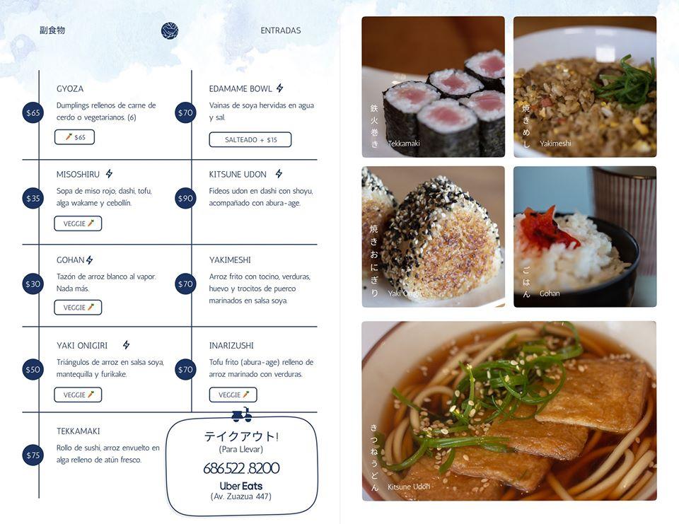 Carta del restaurante Haiku Comida + Cultura Japonesa, Mexicali