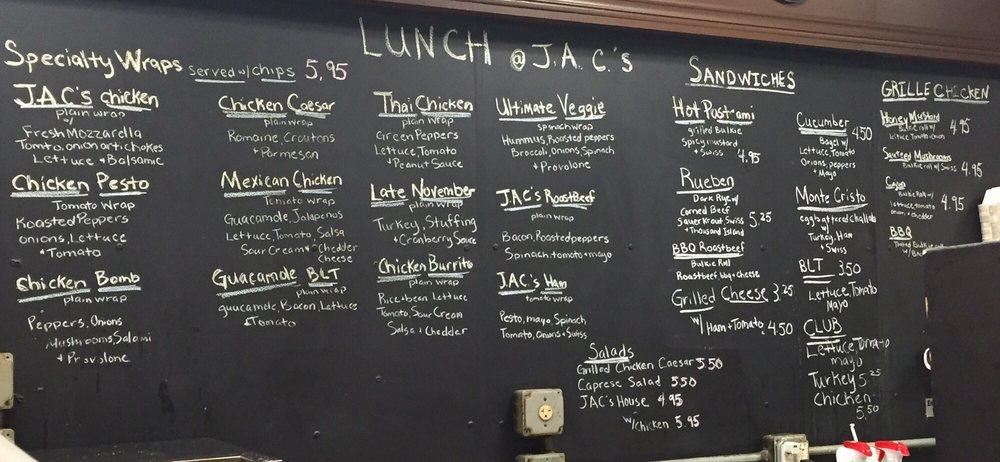 Menu at Jac's Cafe, Winthrop