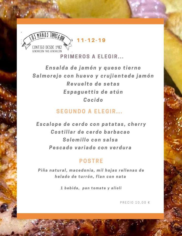 Menu at Los Maños Tavern restaurant, Villarreal, Carrer Ermita