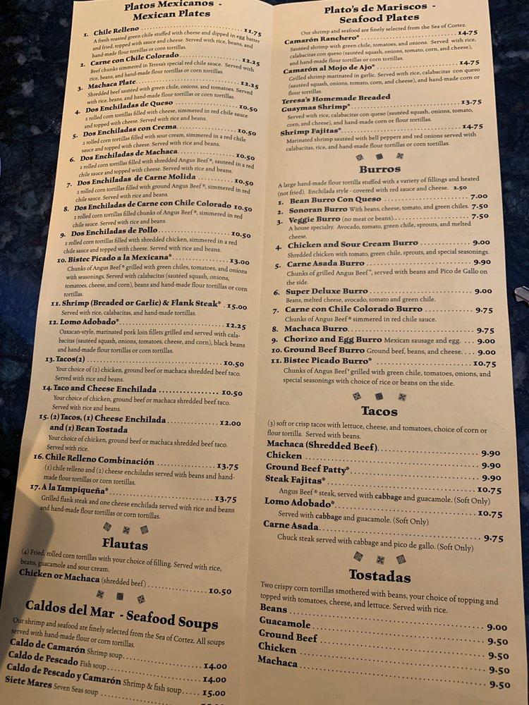 Menu at Mosaic Cafe Dos, Tucson, N La Cholla Blvd # 108