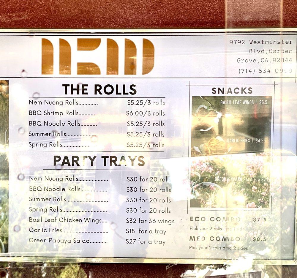 Menu at NEM restaurant, Garden Grove, Westminster Blvd.