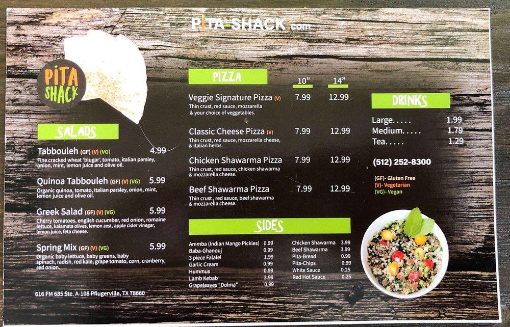Menu at Pita Shack Best Halal Mediterranean Restaurant, Pflugerville