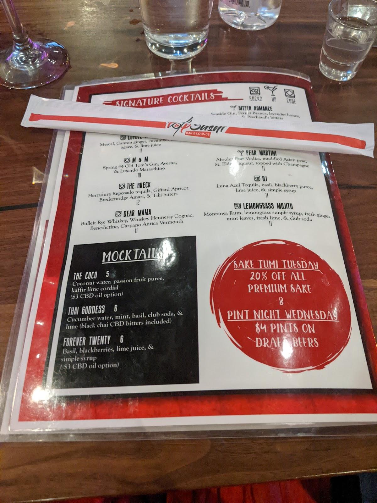 Menu at Pop Sushi restaurant, Durango, 42 Co Rd 250 #400