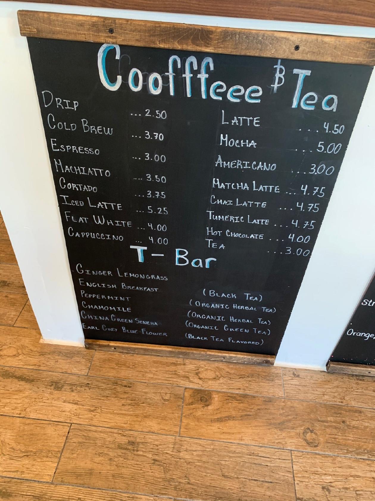 Menu at The Barn Coffee Shop, New York City