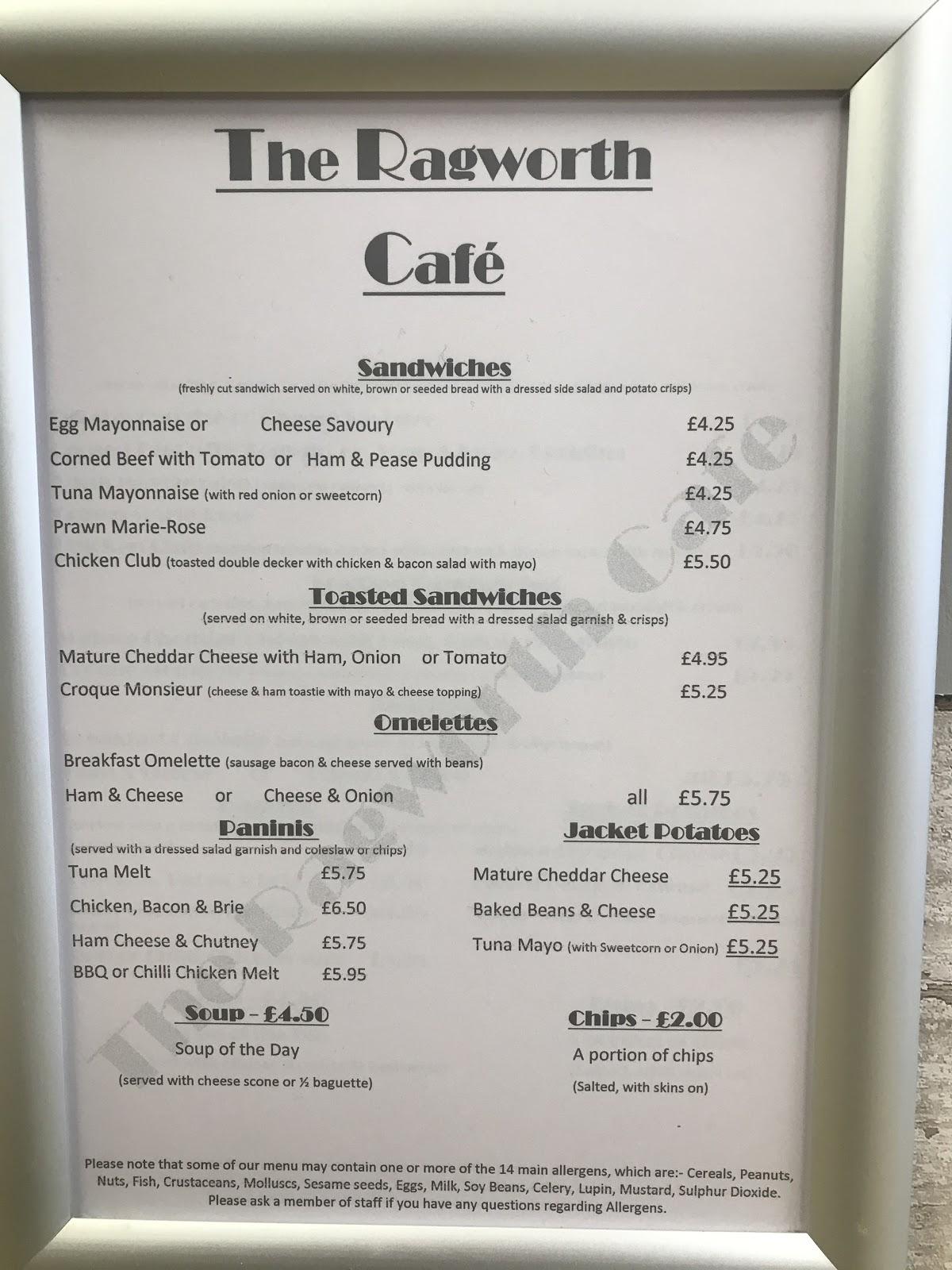Menu at The Ragworth Cafe, Stockton-on-Tees