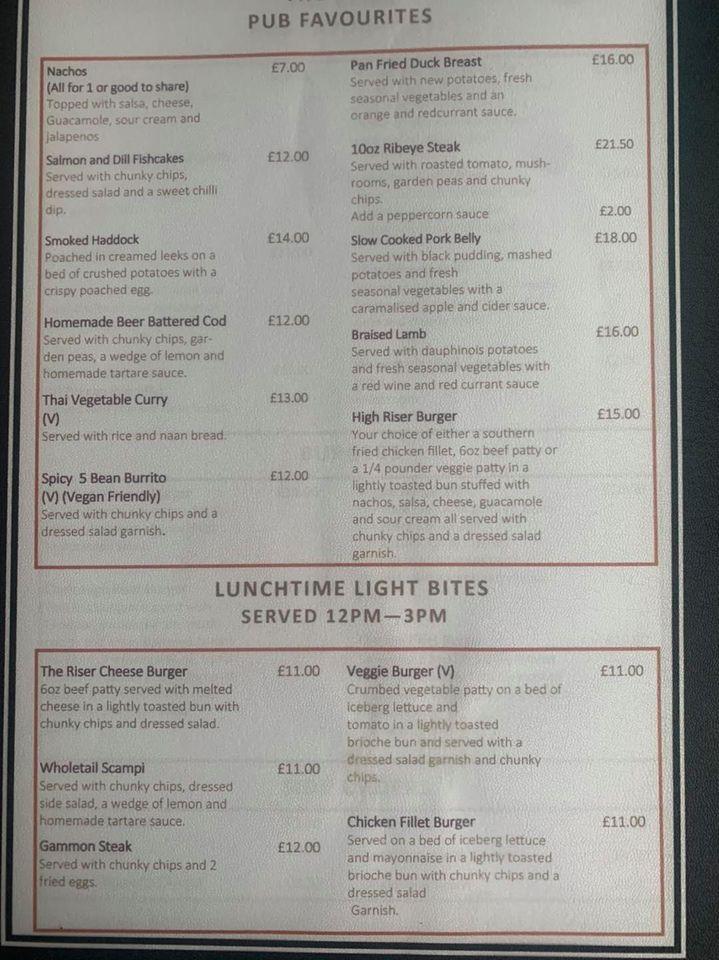 Menu at The Rising Sun pub & bar, Deal
