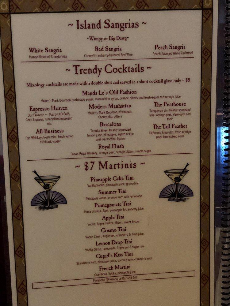 Menu at Manda Le Bar and Grill, Sierra Vista
