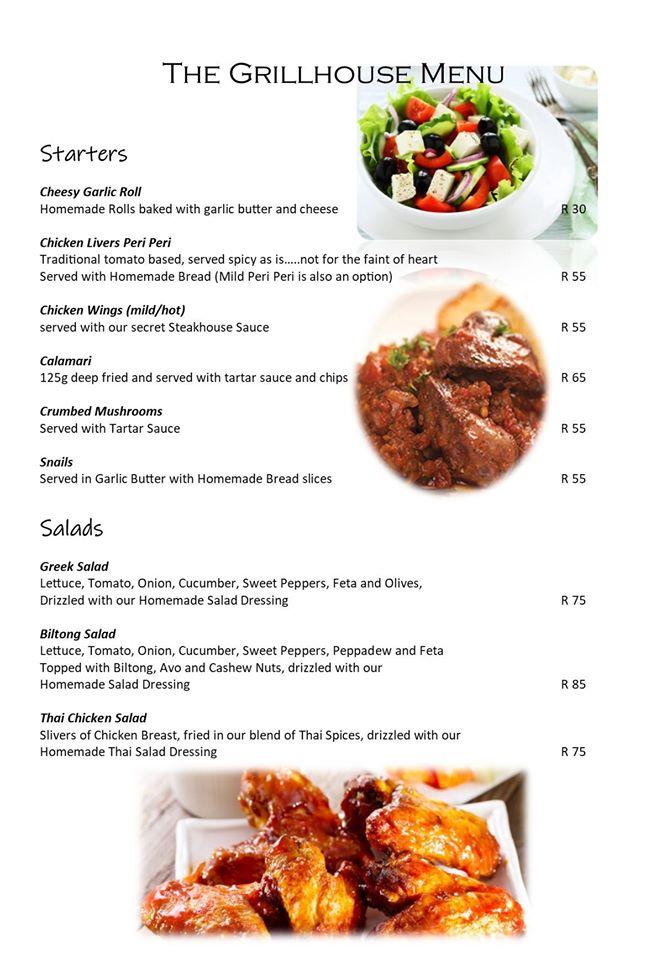 Menu at The Grillhouse restaurant, Lime Acres
