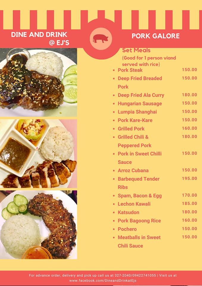 Menu at Dine And Drink @ EJ's Cafe And Bar, Davao City